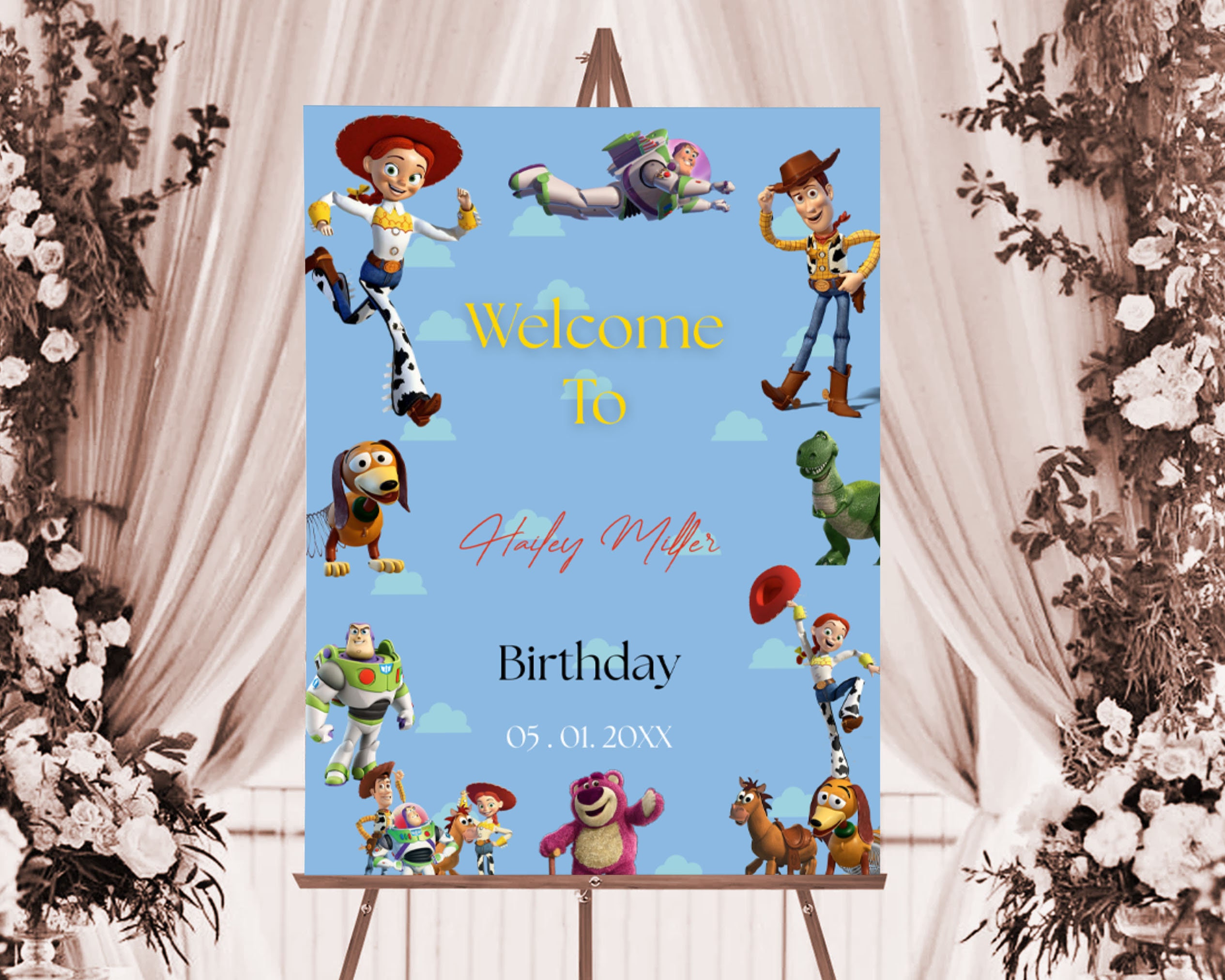 Toy Story Welcome Sign Invitation, Editable Toy Story Birthday Invite ...