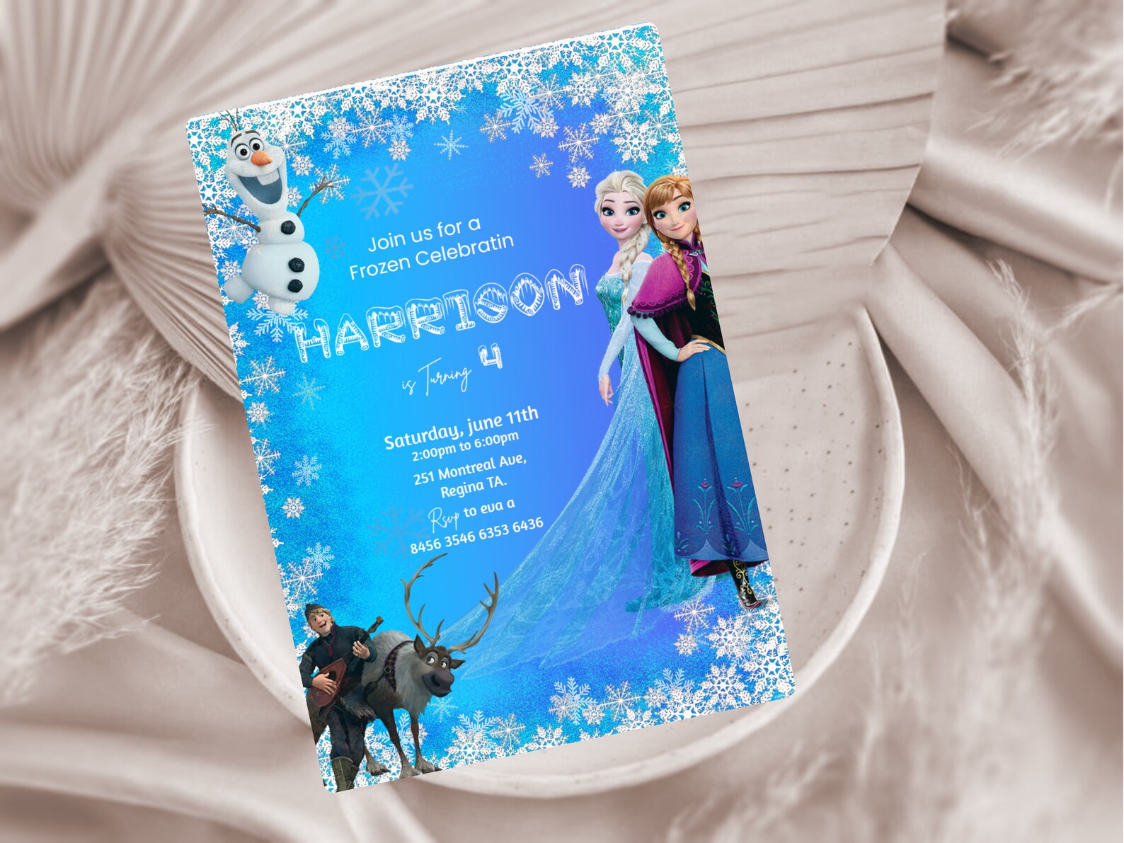 Editable Frozen Birthday Invitation Template, Princess Elsa Girl Evite ...