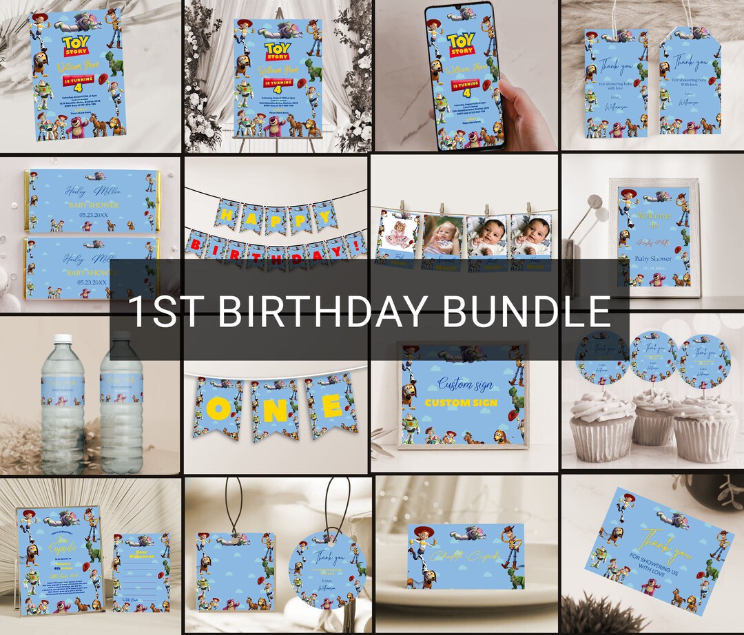 Toy Story Invitation BUNDLE , Editable Toy Story Birthday Invite Kit ...