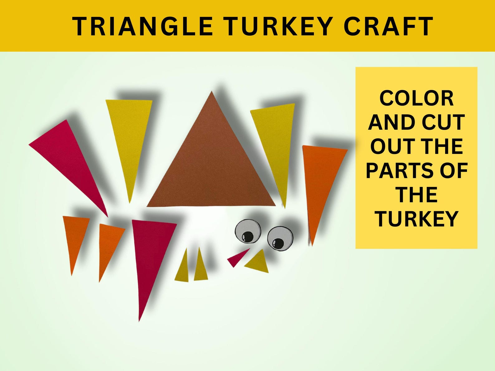 Triangle Turkey Craft: Printable Thanksgiving Activity (PDF Pattern) - Etsy