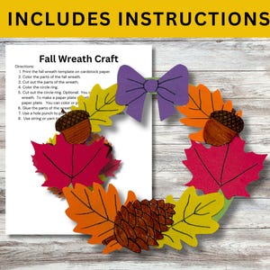 Fall Wreath Craft: Thanksgiving Coloring Activity (digital Download) - Etsy