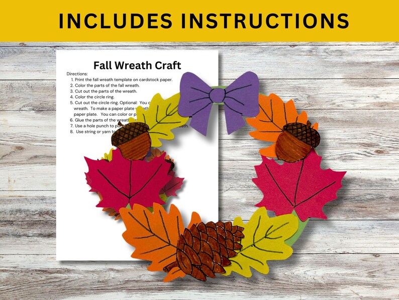 Fall Wreath Craft: Thanksgiving Coloring Activity (digital Download) - Etsy