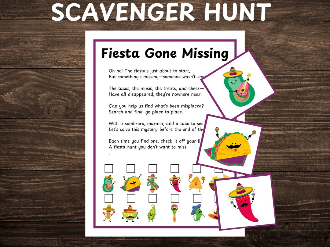 Cinco De Mayo Scavenger Hunt for Kids, Fiesta Party Scavenger Hunt ...