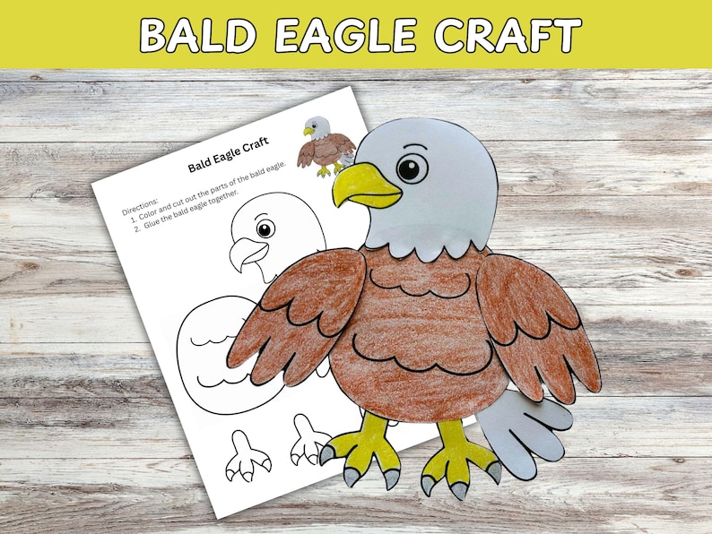 Bald Eagle Craft for Kids: Patriotic Cut & Paste Activity (PDF Download ...