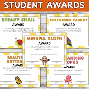 Animal Themed Student Award Certificates: 45 Printable Classroom Awards ...
