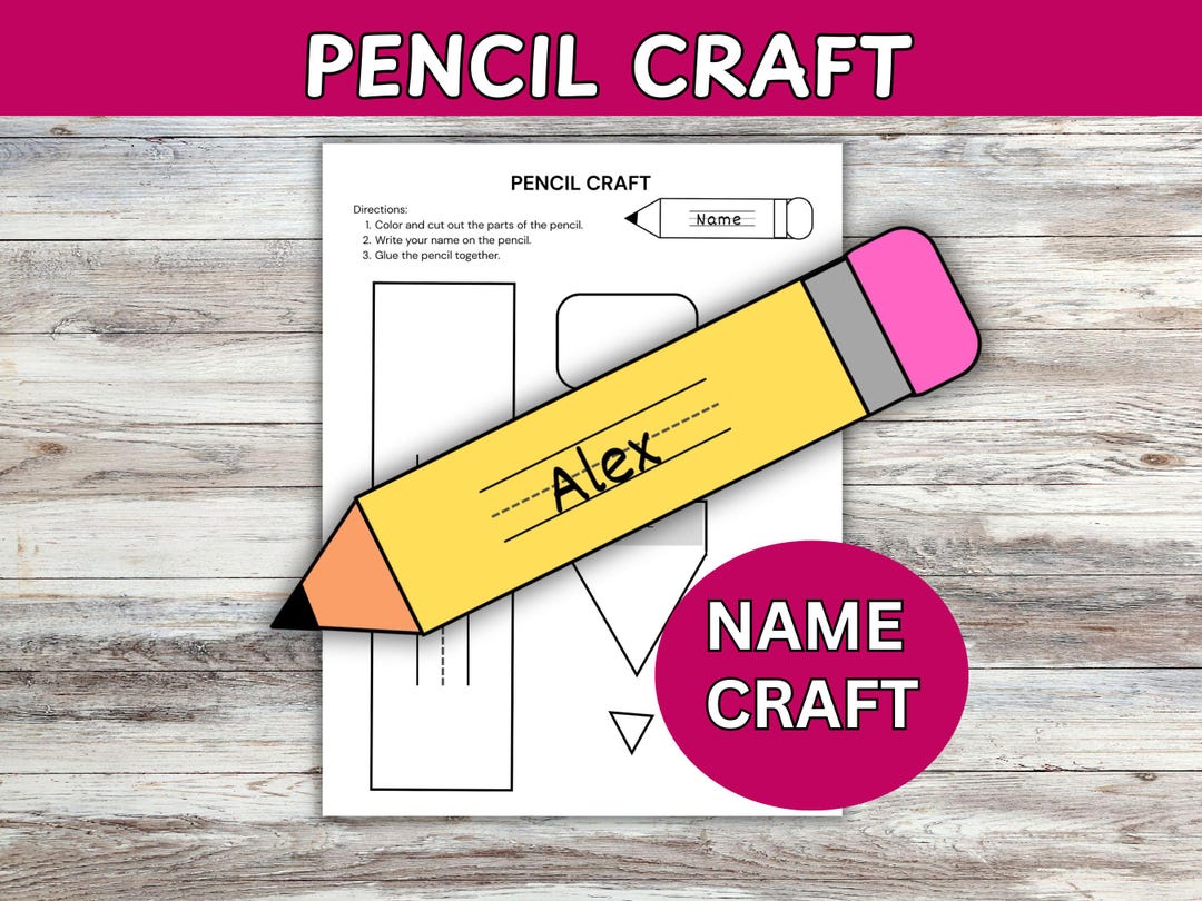 Printable Name Pencil Craft: Back to School Activity (PDF Download - Etsy