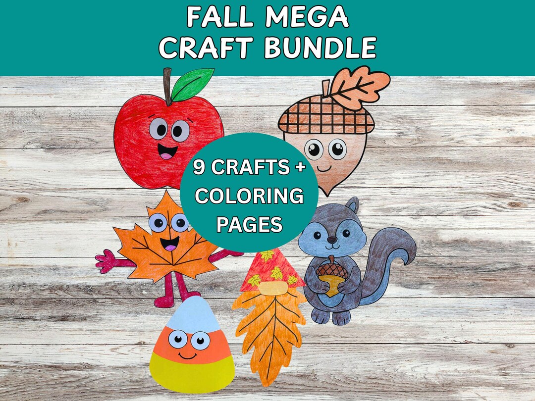 Printable Fall Crafts Bundle: Kids Coloring Pages (PDF Download) - Etsy