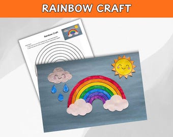 Rainbow Torn Paper Craft, Kids Printable Craft Template, Spring ...