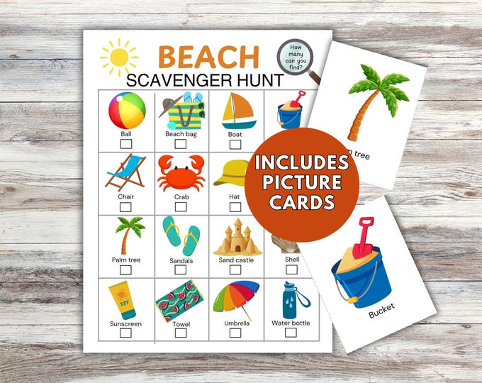 Beach Treasure Hunt: Kid & Adult Scavenger Game (digital Download ...