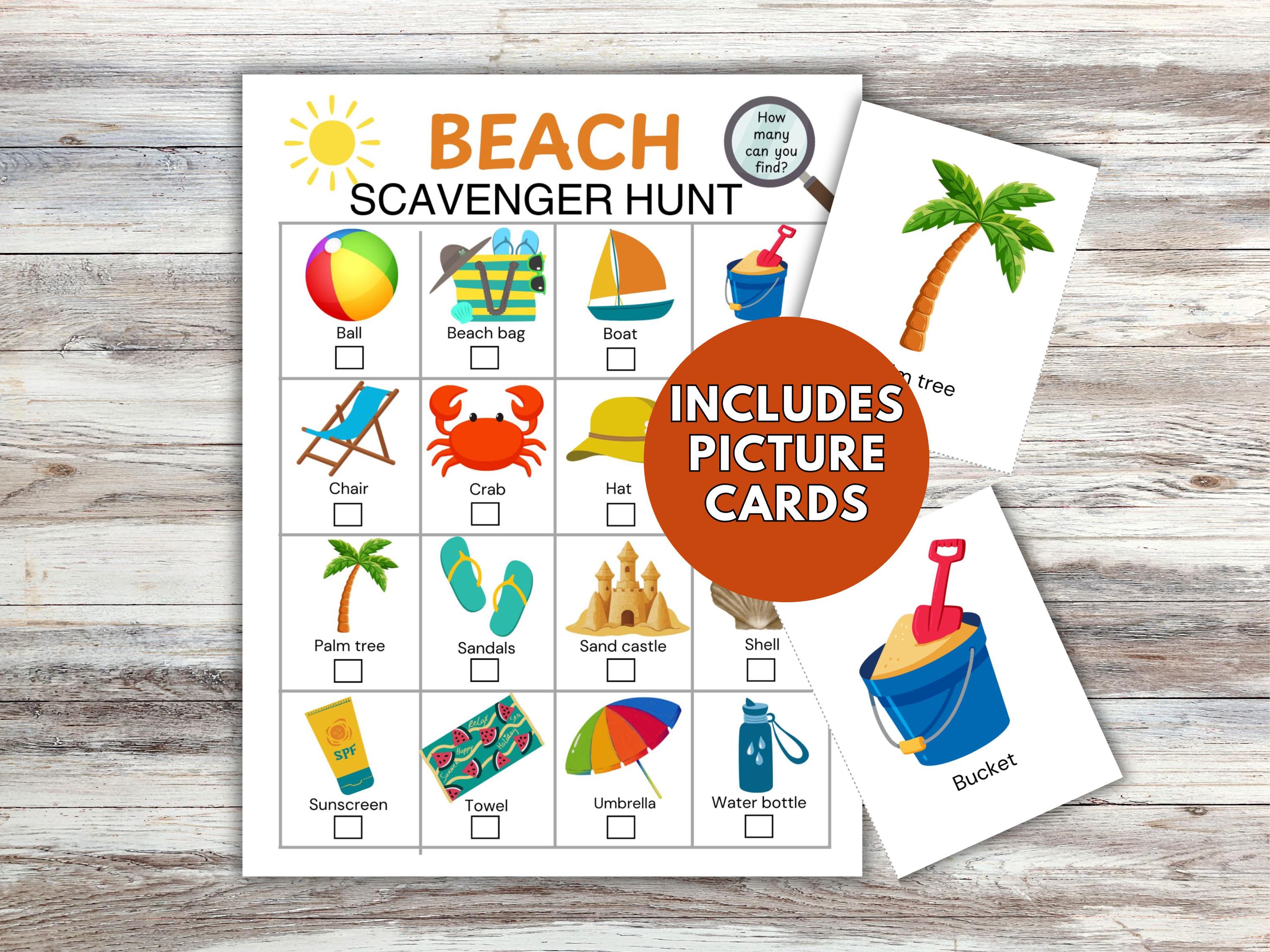 Beach Scavenger Hunt for Kids, Beach Activity, Beach Game, Beach ...