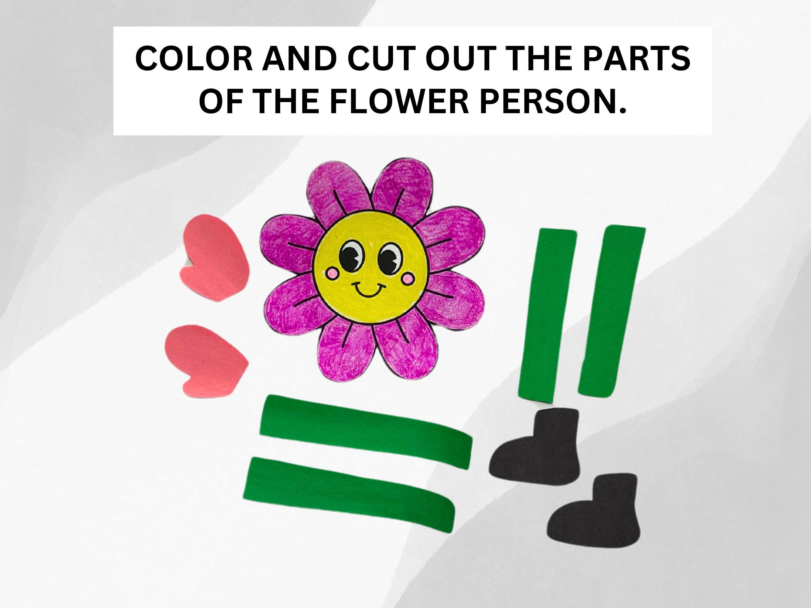 Flower Person Craft: Printable Coloring Kids Craft (PDF Pattern) - Etsy