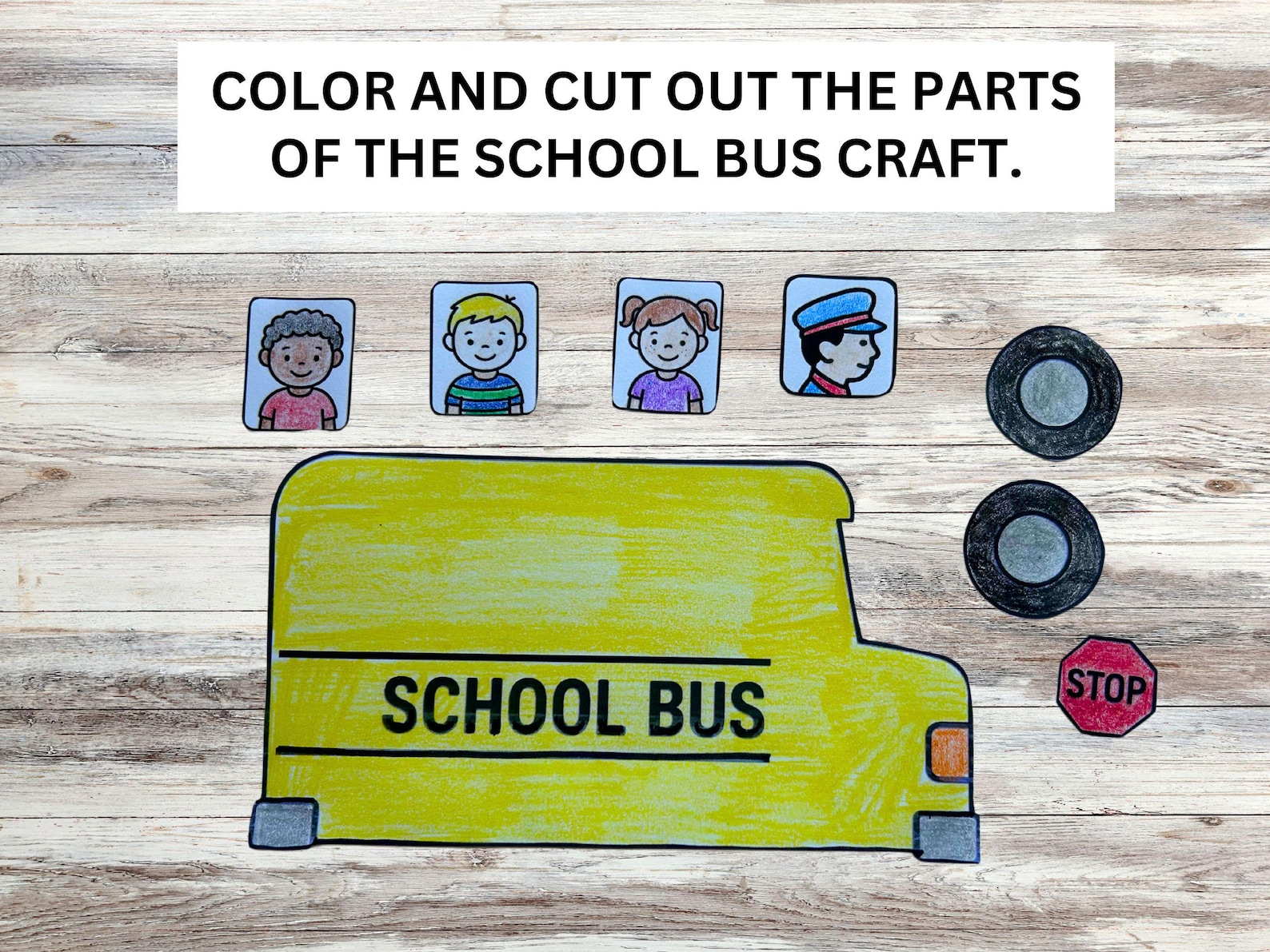 School Bus Craft: Printable Color, Cut & Paste Activity (PDF) - Etsy