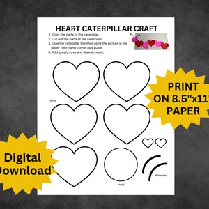Heart Caterpillar Craft: Valentine's Day Kids Activity (PDF Pattern) - Etsy
