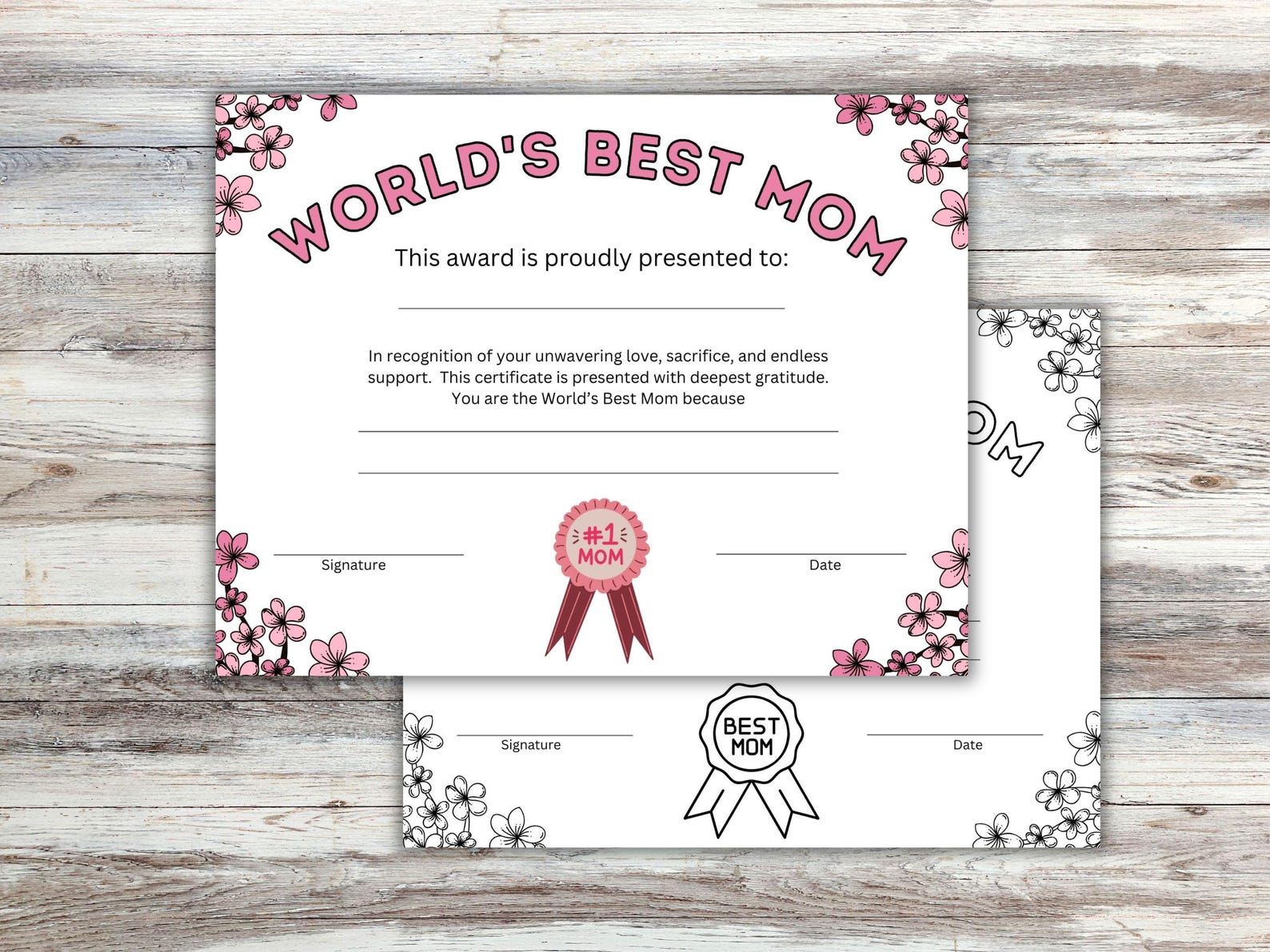 Mother's Day Certificate, Printable World's Best Mom Certificate ...