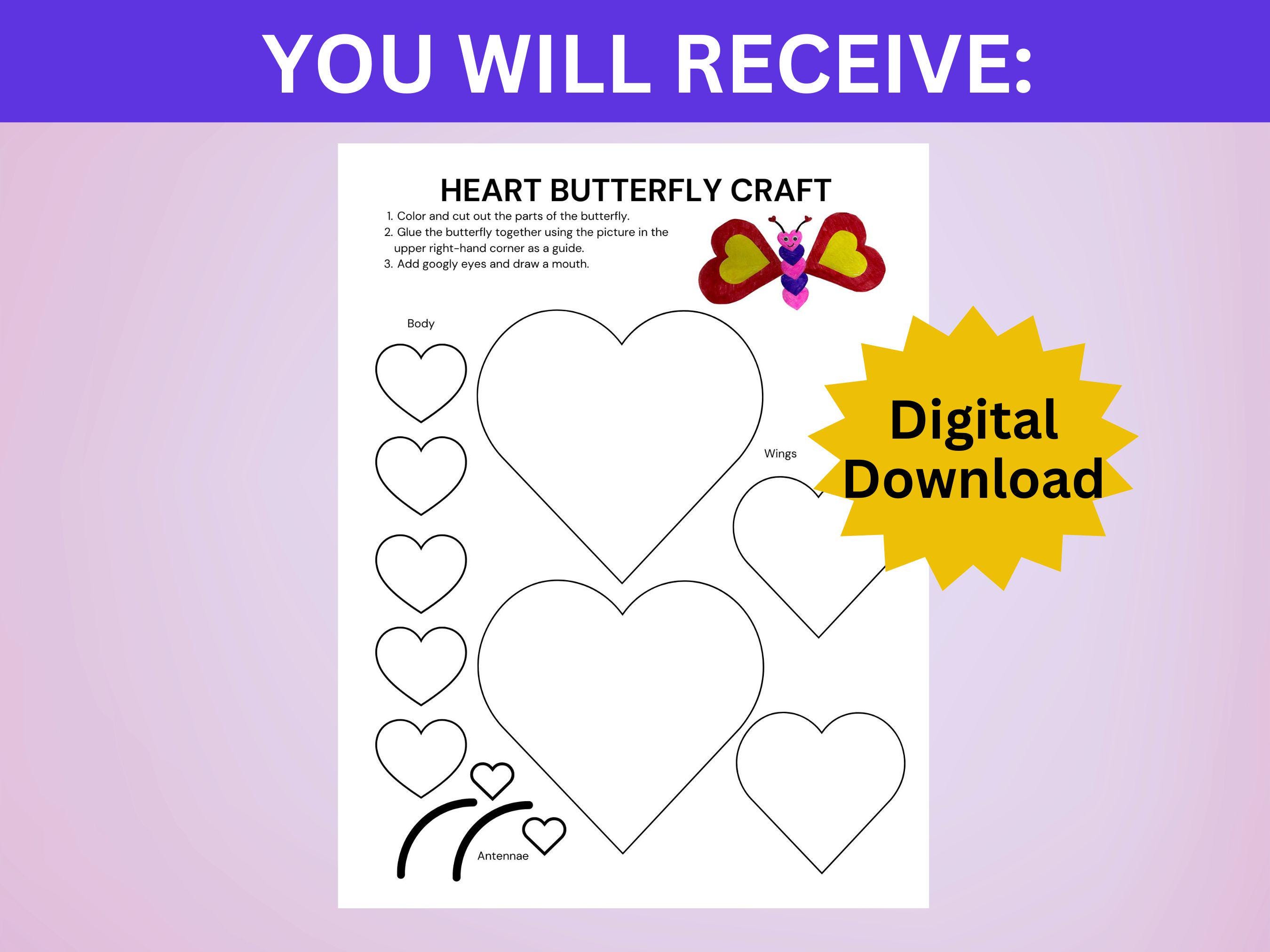 Heart Butterfly Craft: Valentine's Day Kids Activity (PDF Pattern) - Etsy
