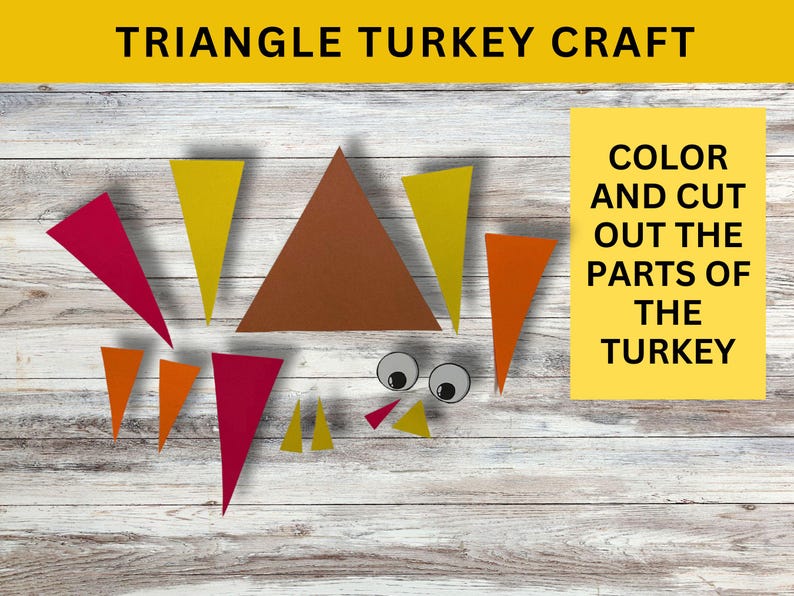 Triangle Shape Turkey Craft for Kids, Build a Turkey Craft, Printable ...