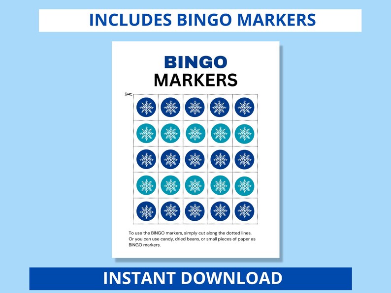 Winter Bingo Game, Printable 30 Unique Bingo Cards, Winter Party Game ...