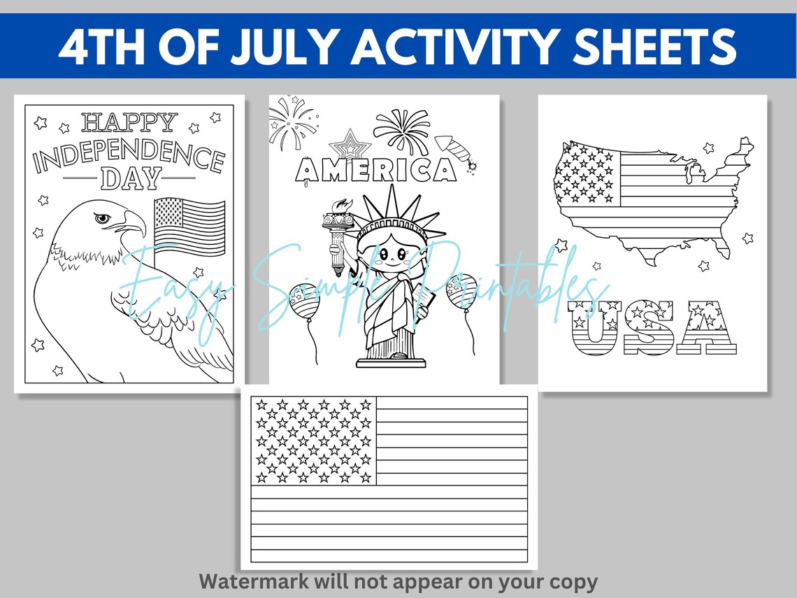 Fourth of July Activity Sheets 4th of July Activity Pages July 4th ...