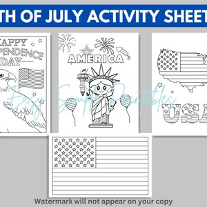 Fourth of July Activity Sheets 4th of July Activity Pages July 4th ...