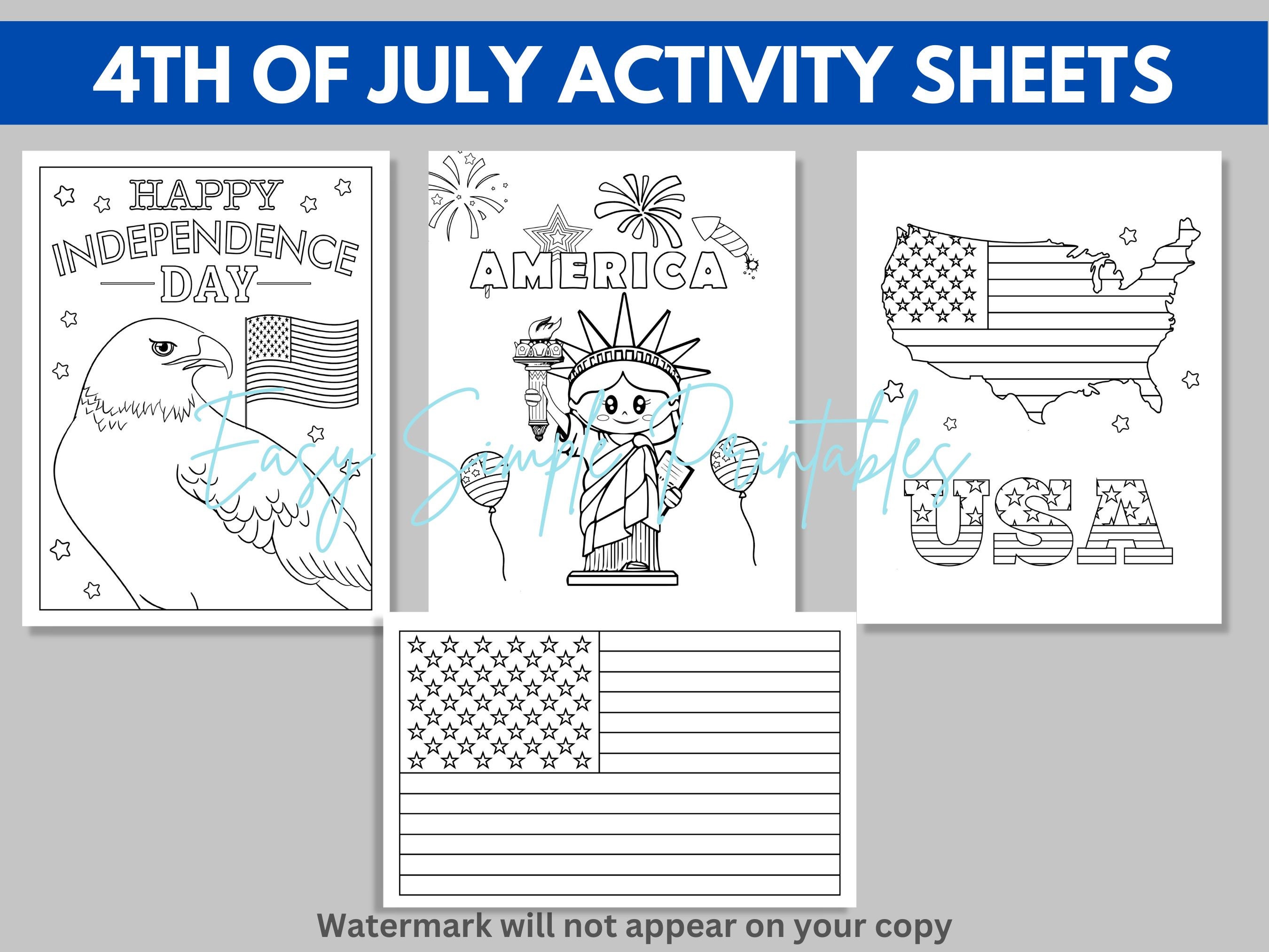 Fourth of July Activity Sheets 4th of July Activity Pages July 4th ...