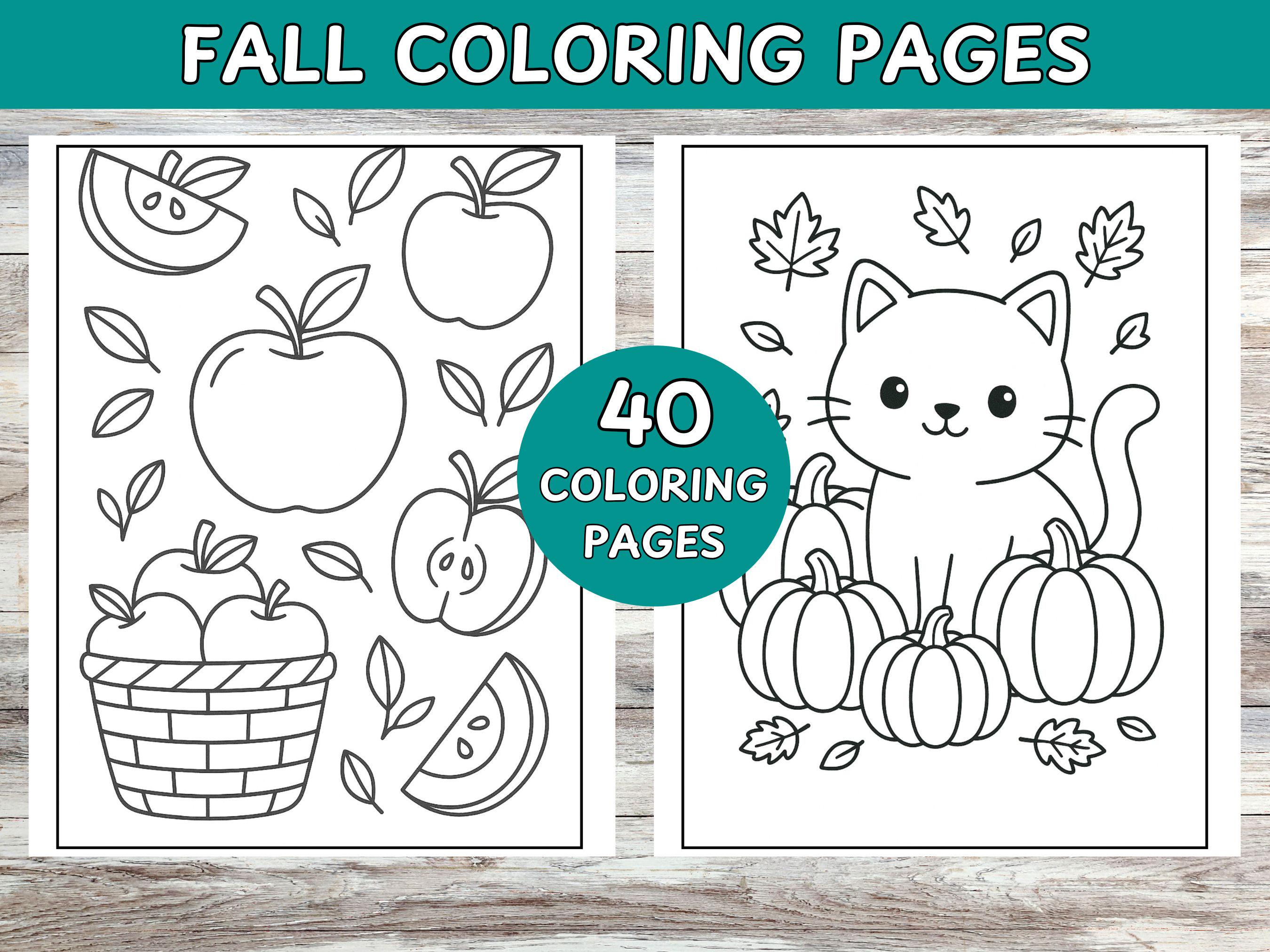 Fall Coloring Pages for Kids: Printable Autumn Activity - Etsy