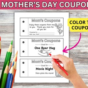 Mother's Day Coupon Book, Printable Mother's Day Coupons, Mother's Day ...
