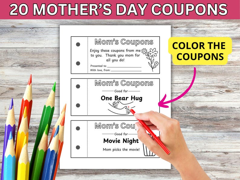 Mother's Day Coupon Book, Printable Mother's Day Coupons, Mother's Day ...