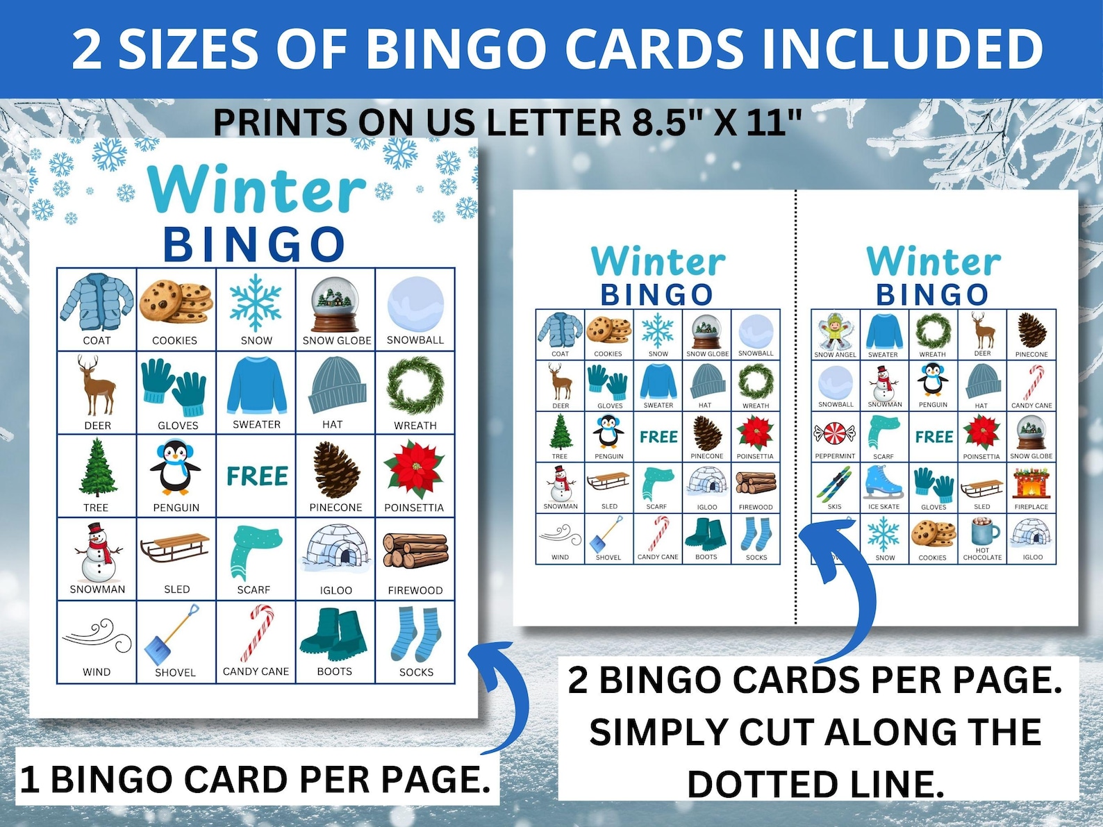 Winter Bingo, Printable Winter Bingo Cards, Winter Party Game, Winter ...