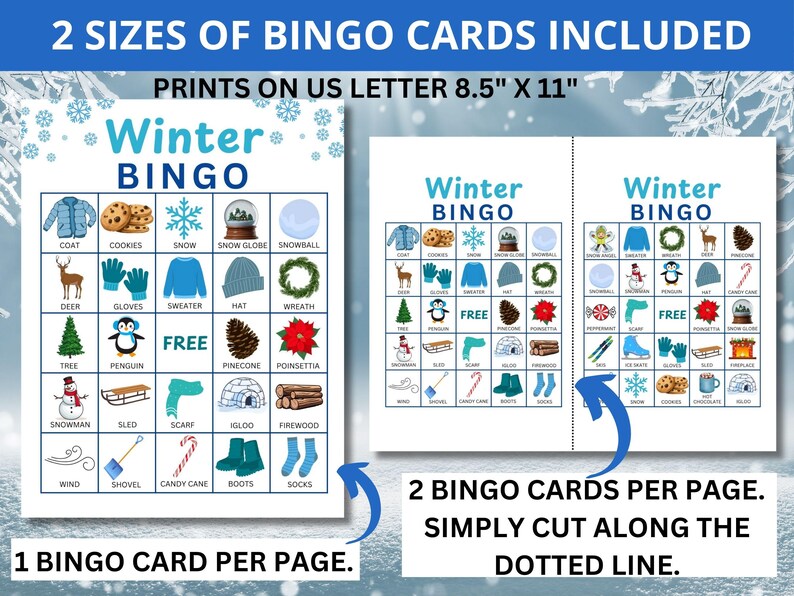 Winter Bingo, Printable Winter Bingo Cards, Winter Party Game, Winter ...