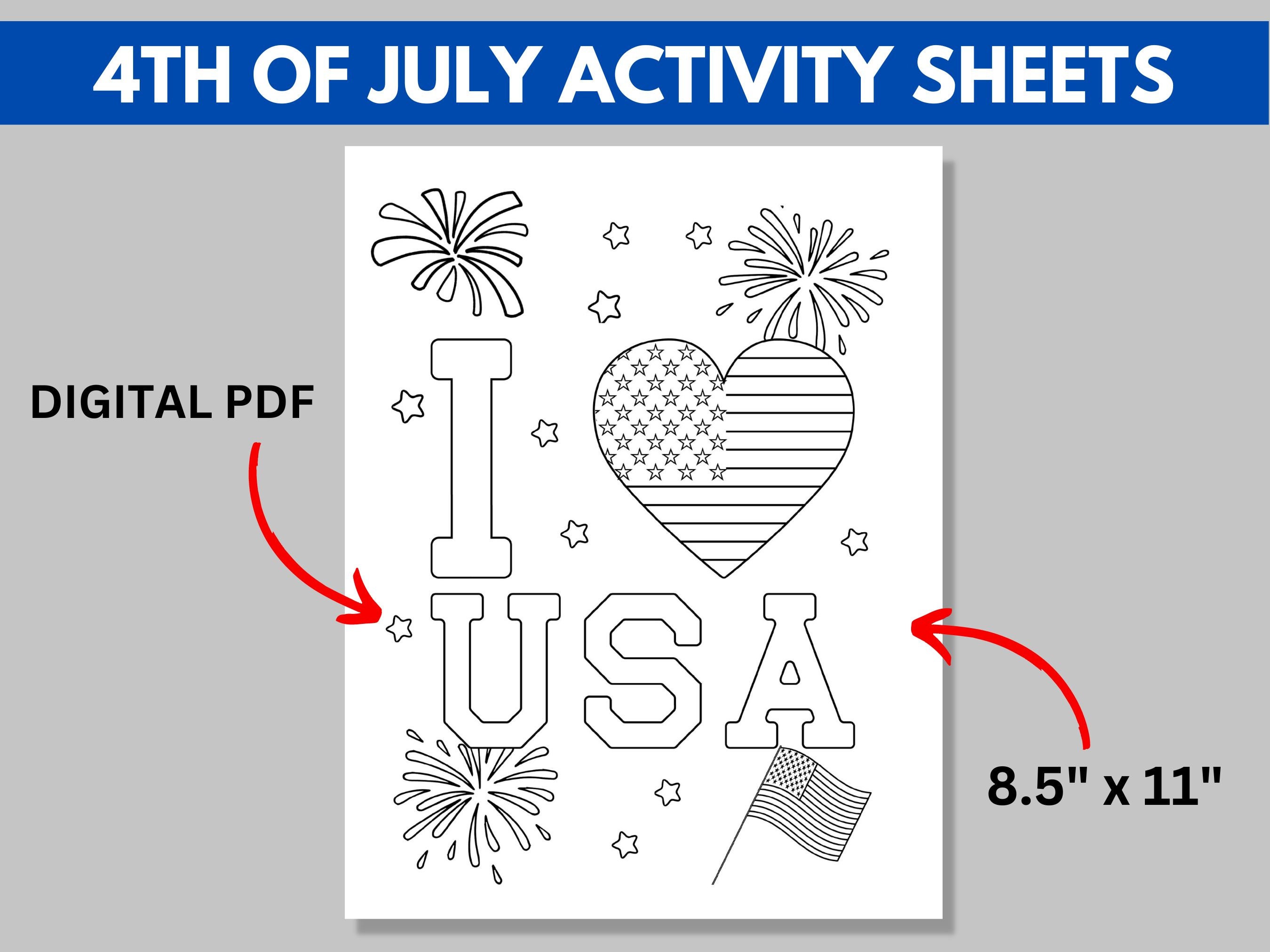 Fourth of July Activity Sheets 4th of July Activity Pages July 4th ...