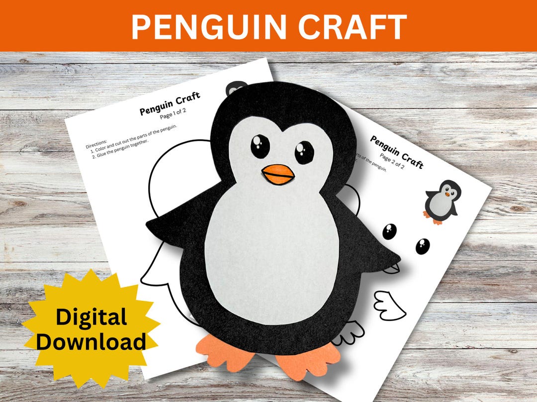 Printable Penguin Craft for Kids: Winter Activity (digital Download) - Etsy