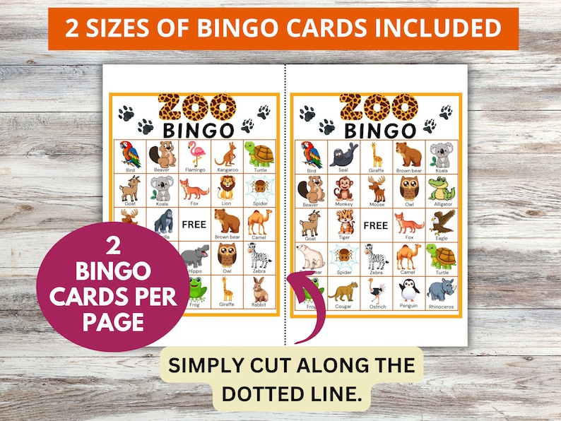 Zoo Animal Bingo Game: 30 Printable Cards (digital Download) - Etsy