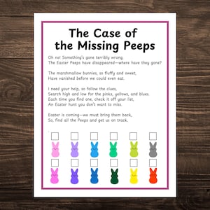 Peeps Scavenger Hunt for Kids, Easter Scavenger Hunt, Peeps Treasure ...