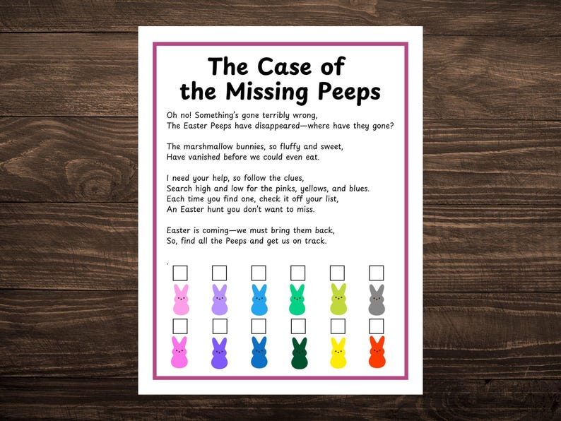 Peeps Easter Scavenger Hunt Game: Printable Kids Activity (digital ...