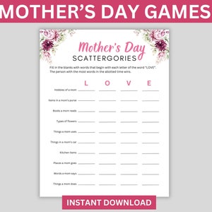 Mother's Day Game Bundle, Printable Mother's Day Games, Mother's Day ...
