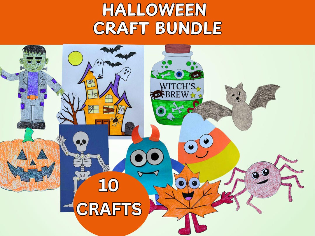 Halloween Craft Bundle for Kids: Skeleton, Frankenstein, Monster ...
