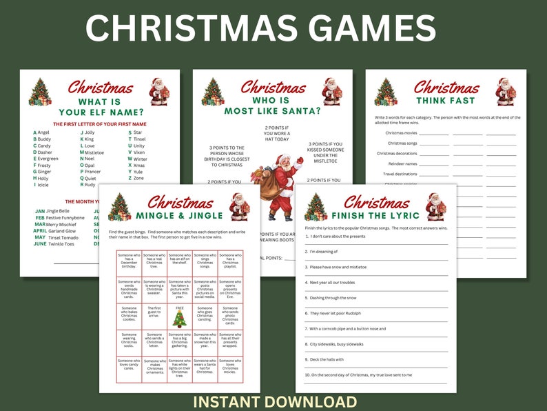 Christmas Game Bundle Printable Christmas Party Games - Etsy