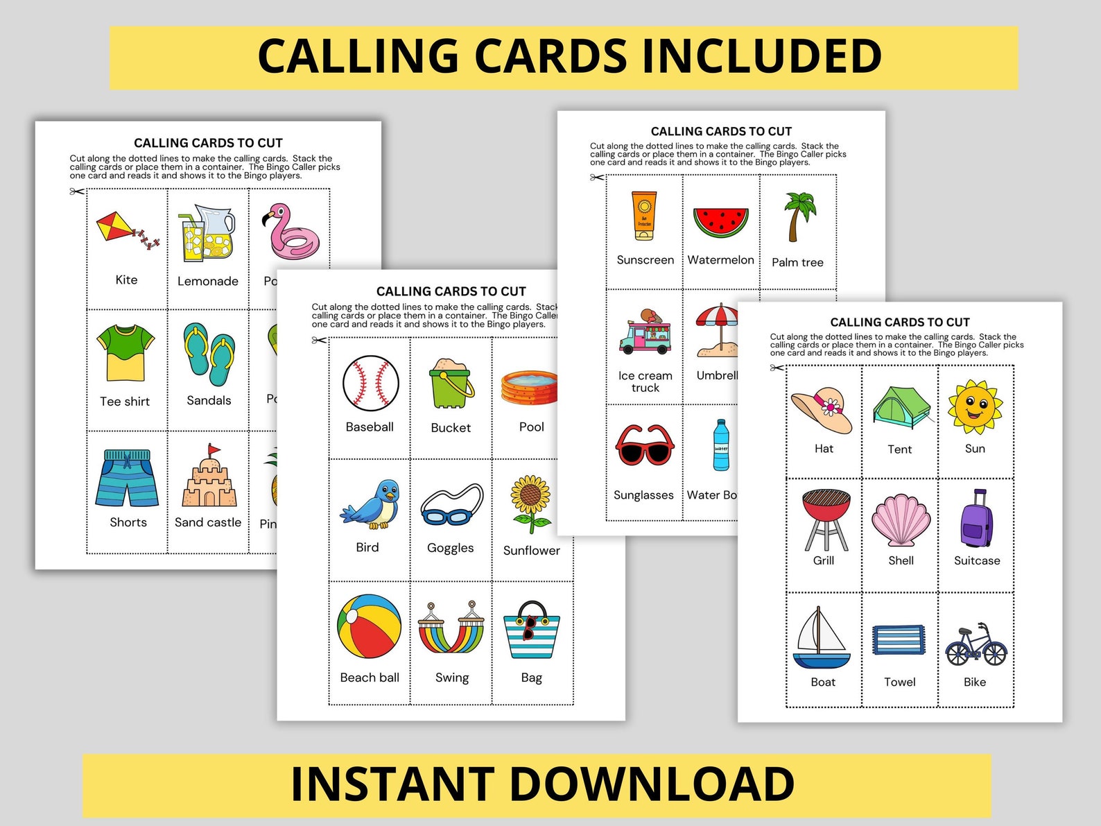 Summer Bingo Game Printable Summer Themed Bingo Cards, Summer Games ...