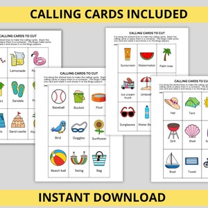 Summer Bingo Game: 30 Unique Cards, Classroom or Party (digital ...