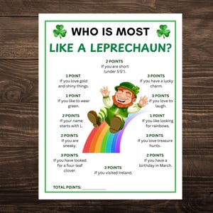 St. Patrick's Day Who is Most Like a Leprechaun, St. Patrick's Day Game ...