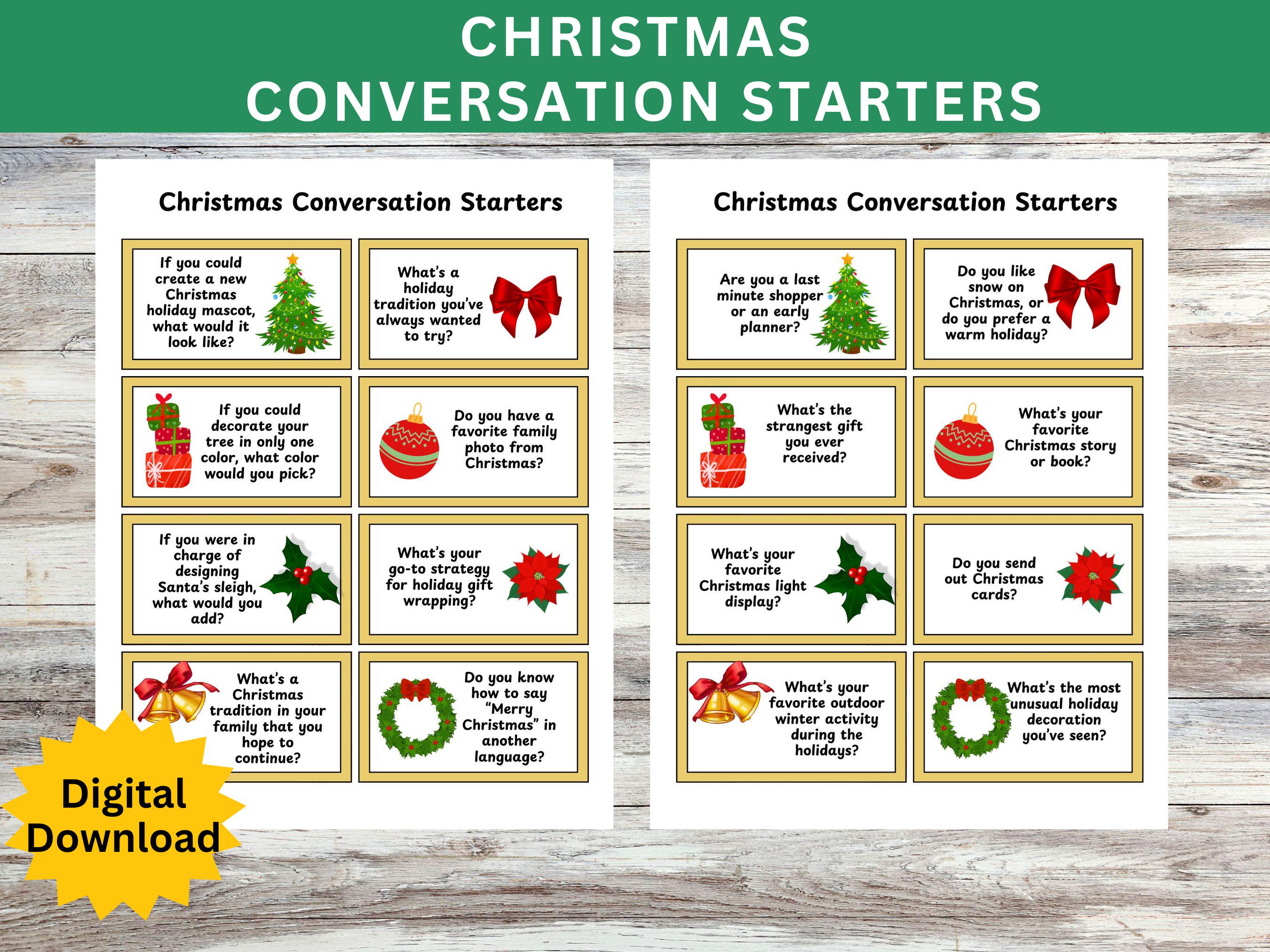 Christmas Conversation Starters, Printable Christmas Conversation ...