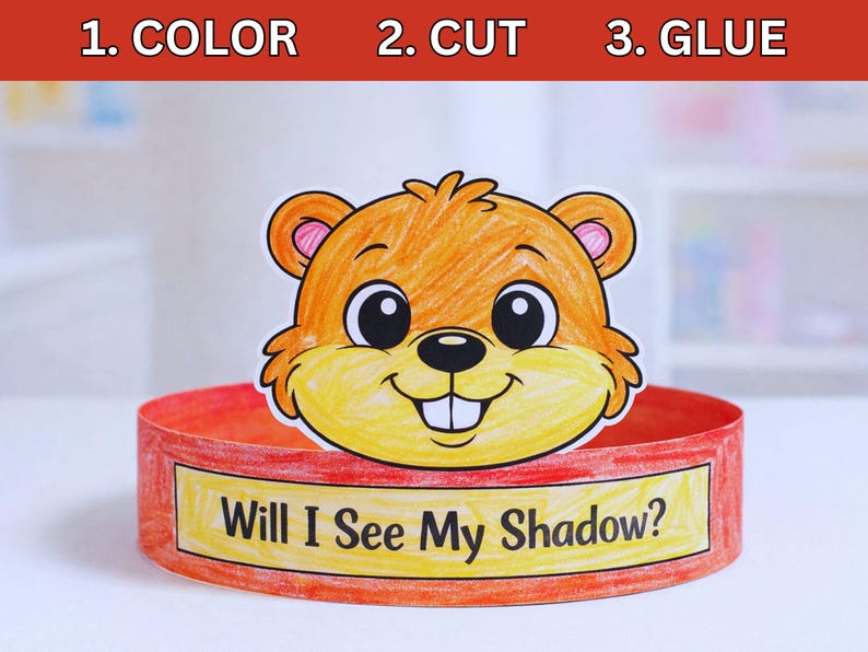 Groundhog Day Headband Craft for Kids, Printable Groundhog Hat ...