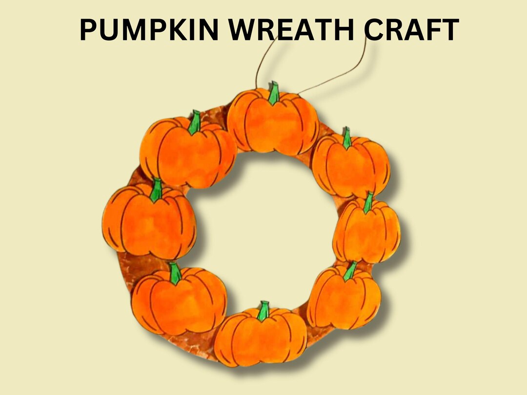 Pumpkin Wreath Craft, Printable Fall Craft for Kids, Halloween Craft ...