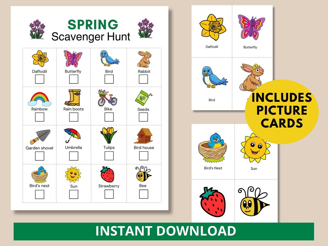 Spring Scavenger Hunt Printable Spring Nature Hunt for Kids Spring ...