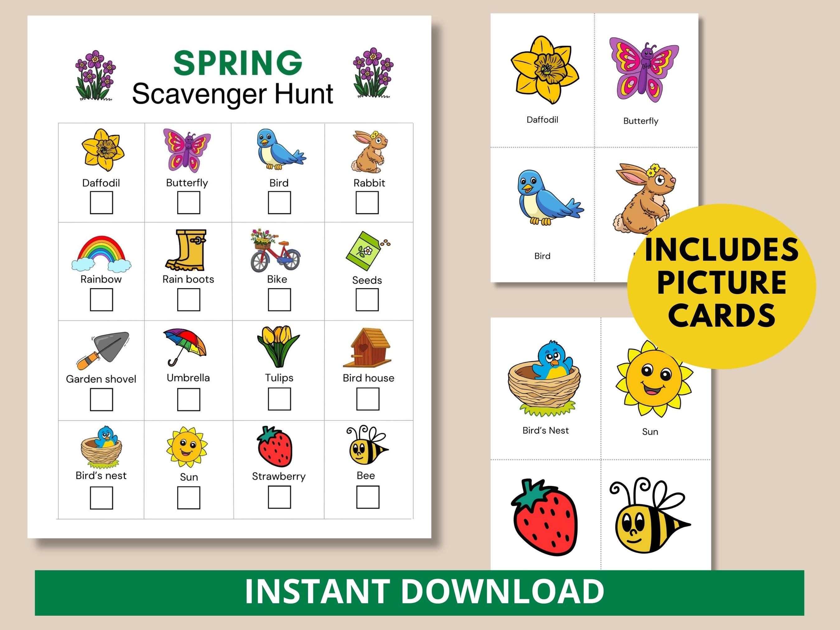 Spring Scavenger Hunt Printable Spring Nature Hunt for Kids Spring ...