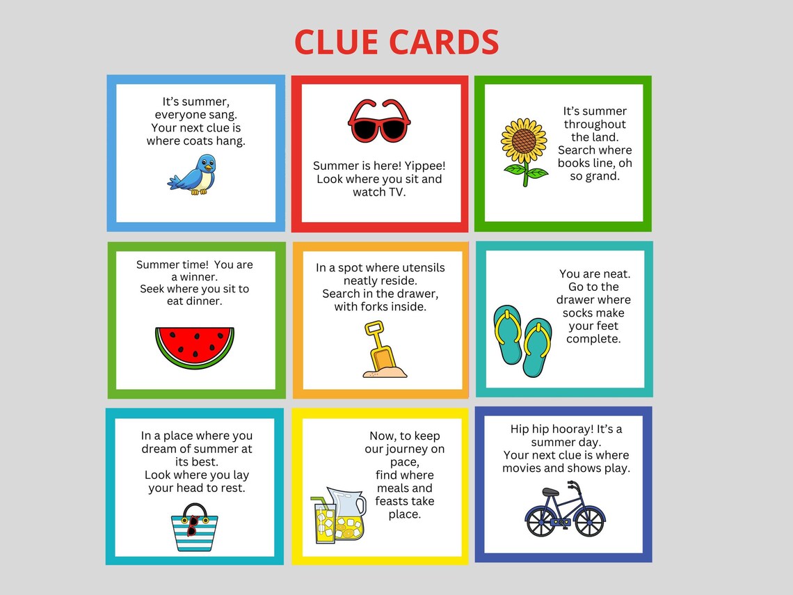 Summer Scavenger Hunt for Kids Printable Summer Treasure Hunt Indoor ...