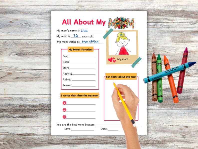 Mother's Day Printable Questionnaire: All About My Mom (DIY Gift) - Etsy