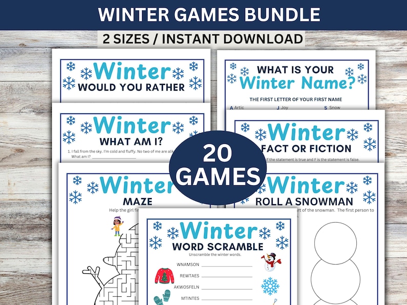 Winter Games Bundle, Printable Winter Party Games, Winter Activities ...