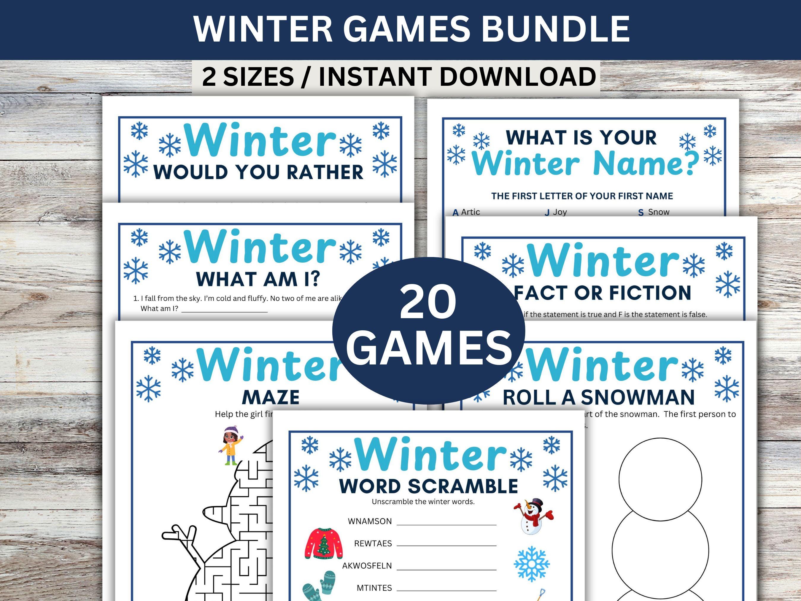 Winter Games Bundle, Printable Winter Party Games, Winter Activities ...