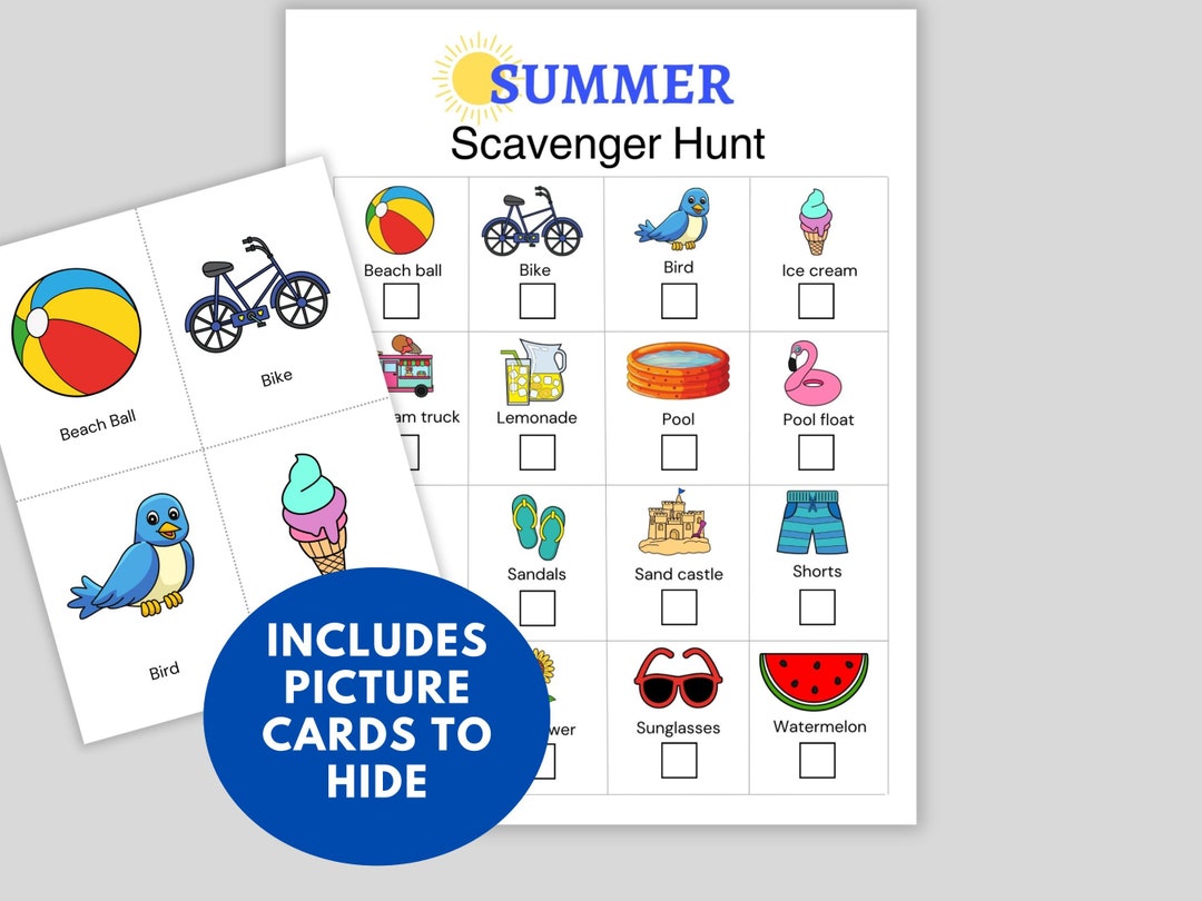 Summer Scavenger Hunt, Printable Summertime Scavenger Hunt, Summer Game ...